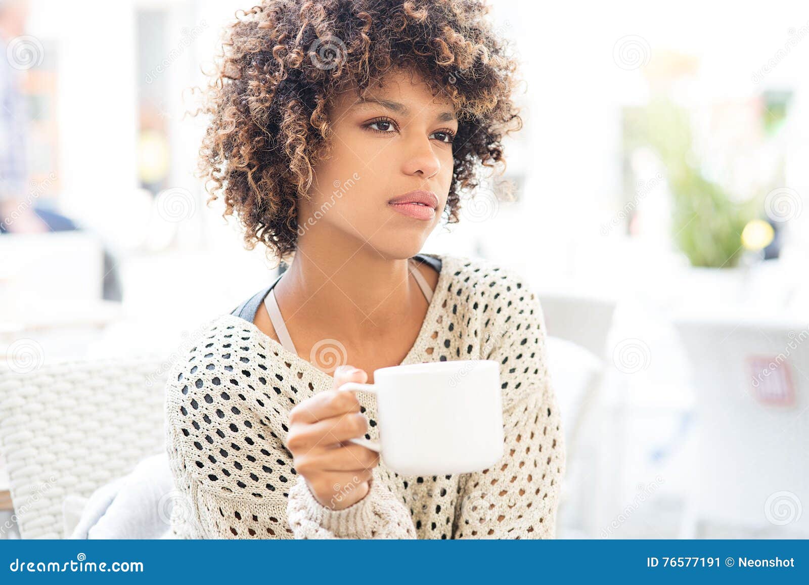 Young African American Woman Drinking Coffee Stock Image Image Of