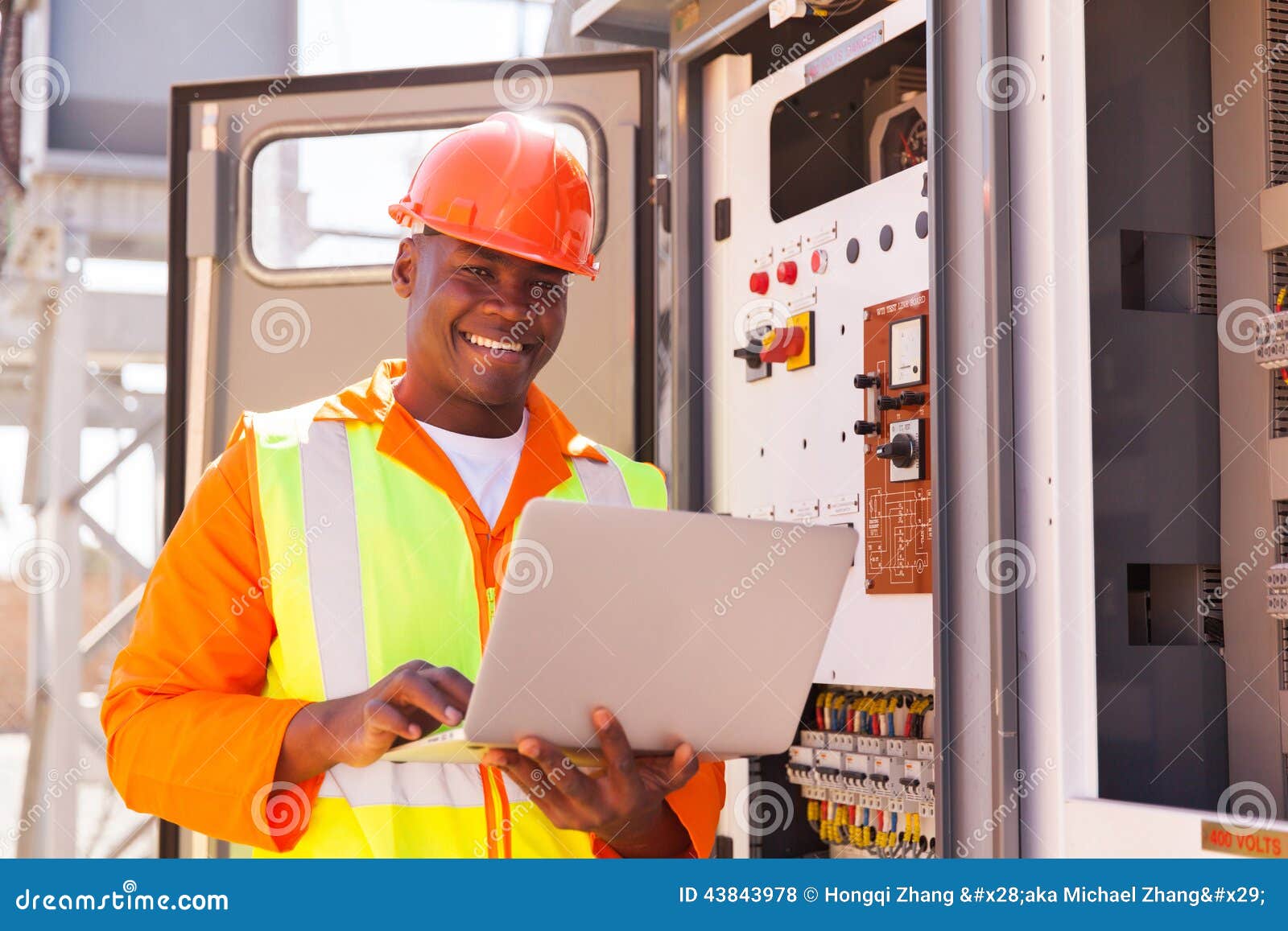 Young african engineer stock photo. Image of happy, control - 43843978