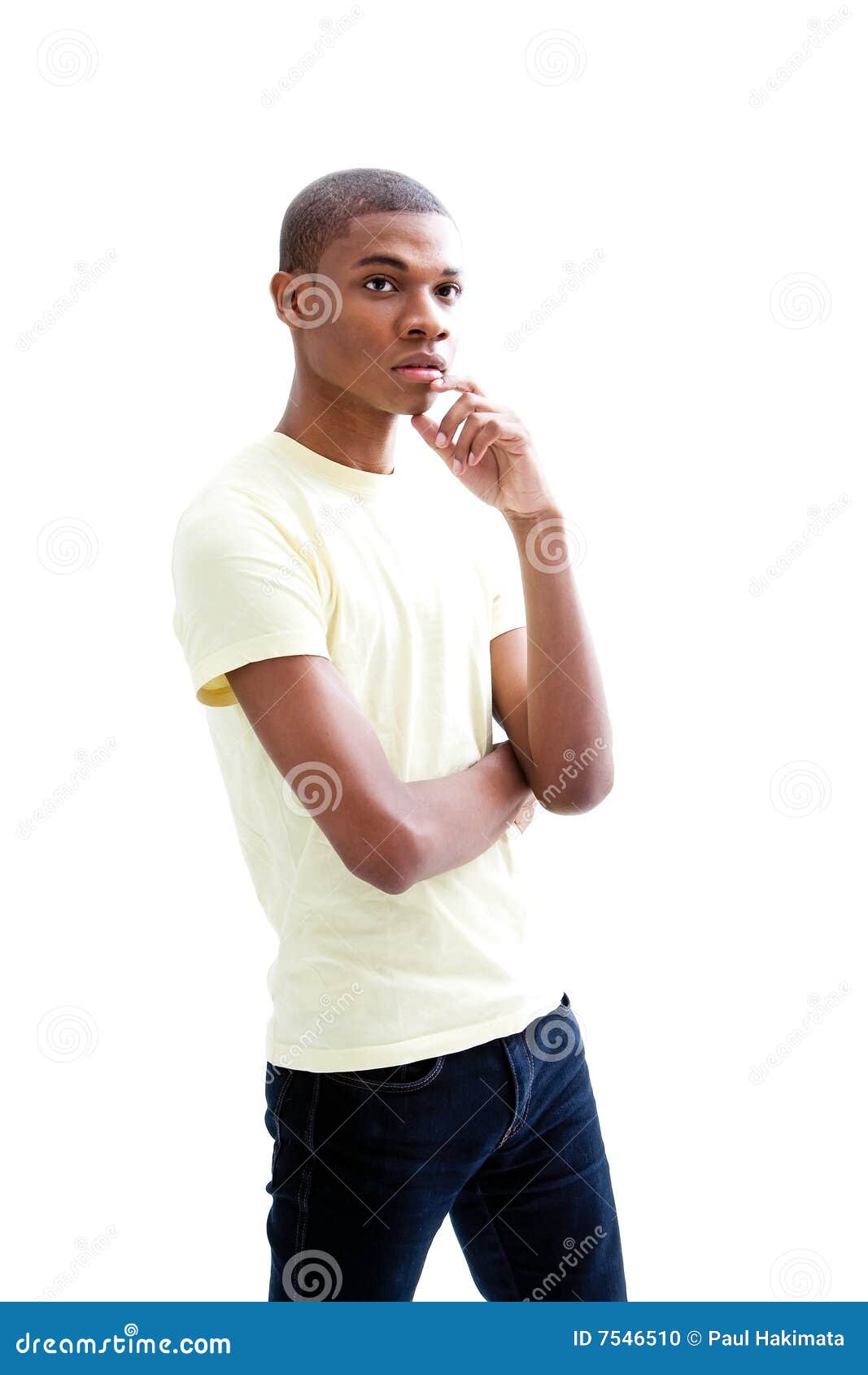 Young African man stock photo. Image of think, jeans, thinks - 7546510