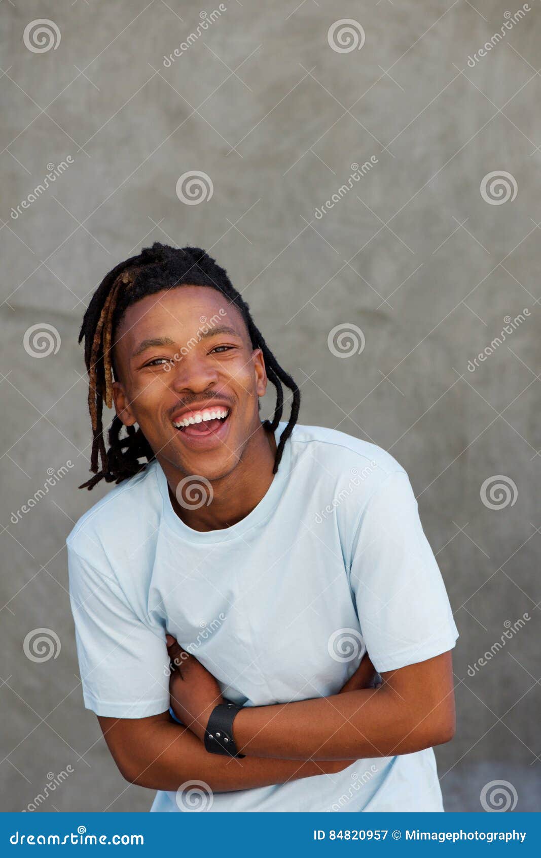 Young African Man with Dreadlocks Laughing Stock Image - Image of ...
