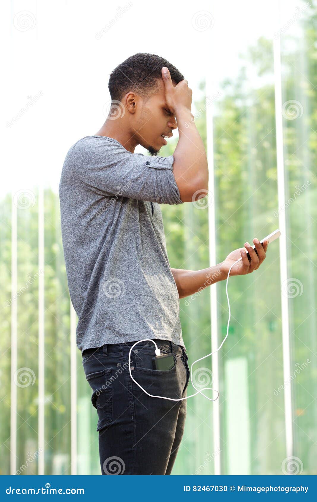 Young African Man with Hand To Forehead in Shock Stock Photo - Image of ...