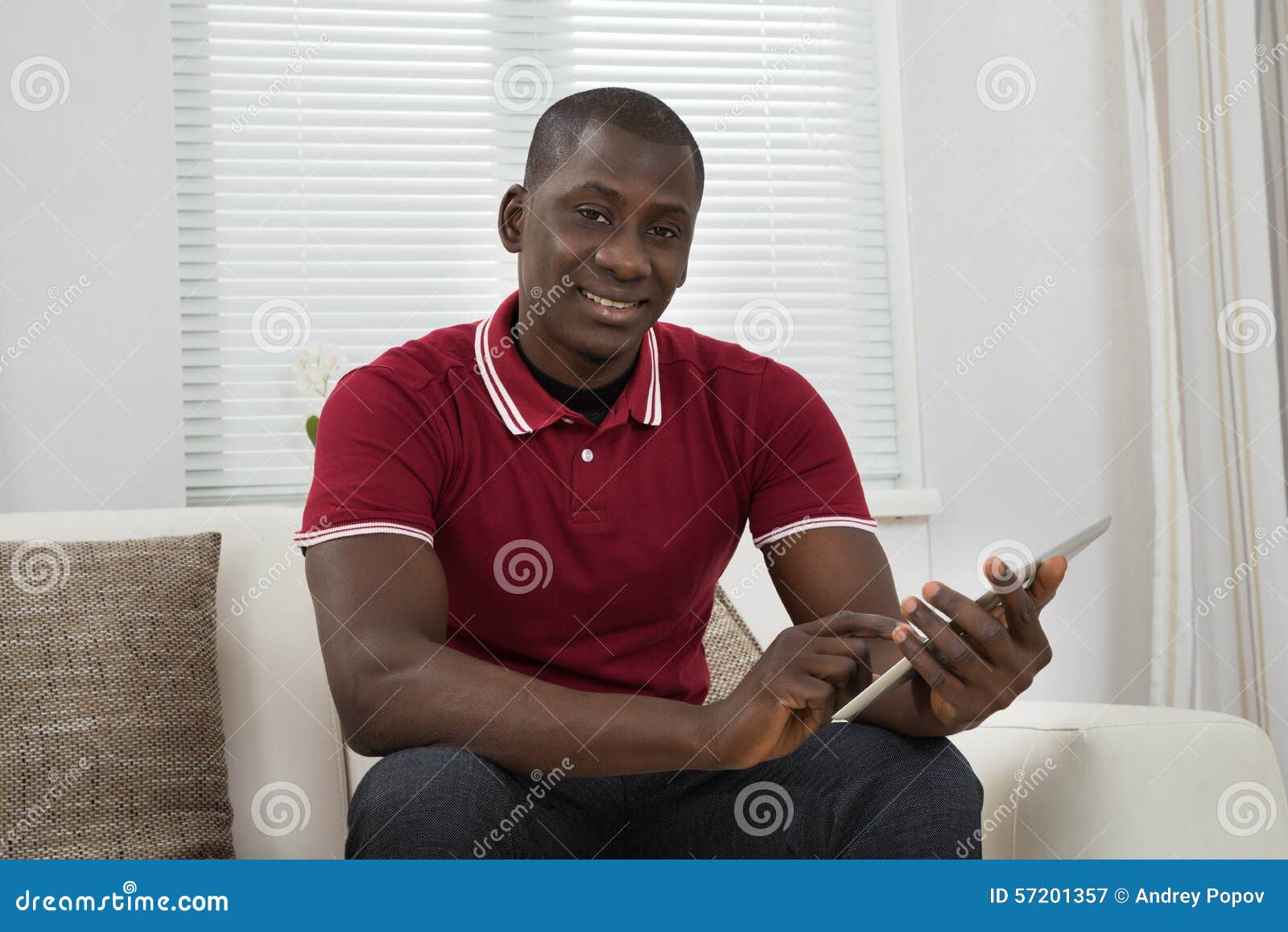 Young African Man Holding Digital Tablet Stock Image - Image of people ...