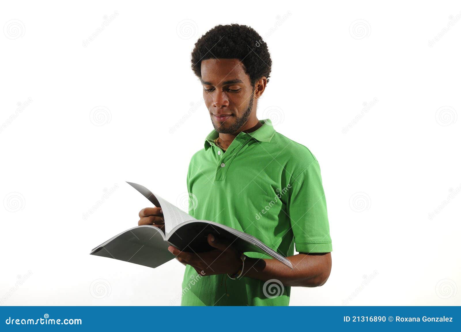 Young African Man Reading a Magazine Stock Photo - Image of enjoying ...