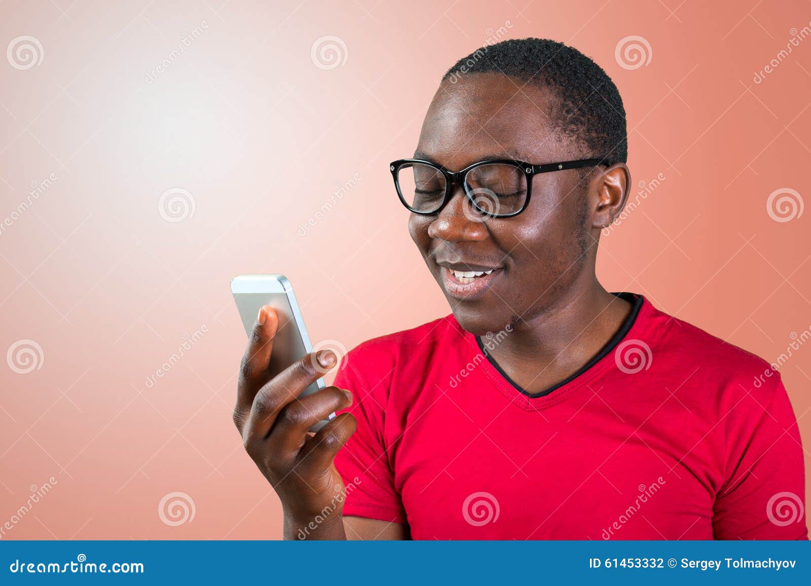 Young African Man Using Smartphone Stock Photo - Image of mobile ...