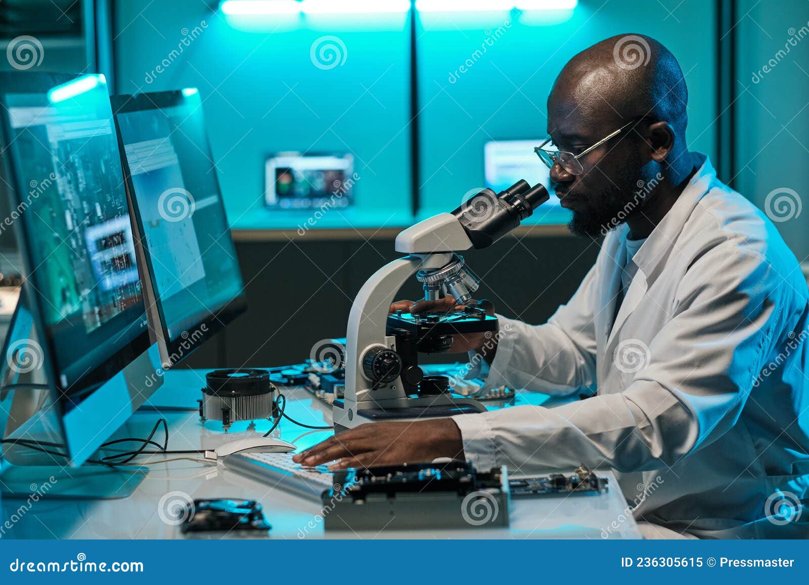 Young African Researcher Pressing Key of Computer Keypad Stock Image ...