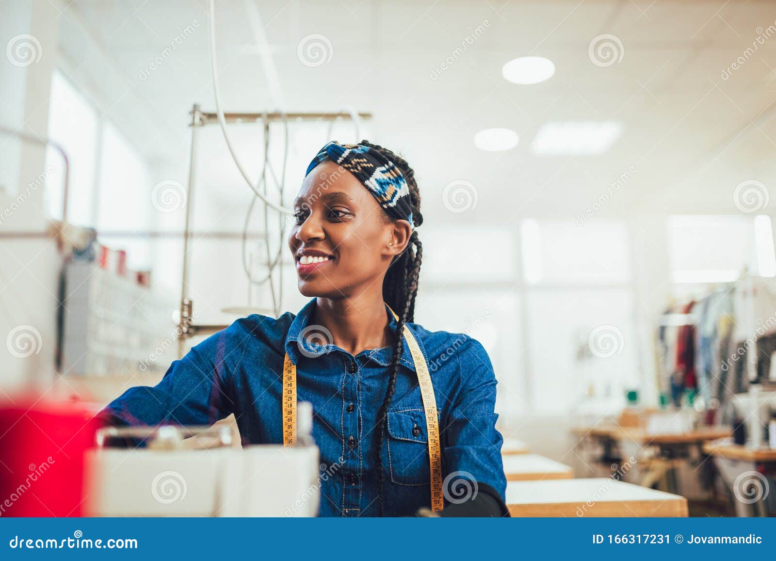 African Textile Worker Sewing On Production Line Royalty-Free Stock ...