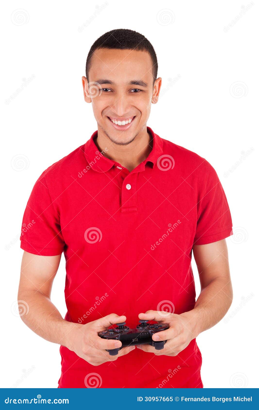 Young African Using a Gaming Console Stock Image - Image of modern ...