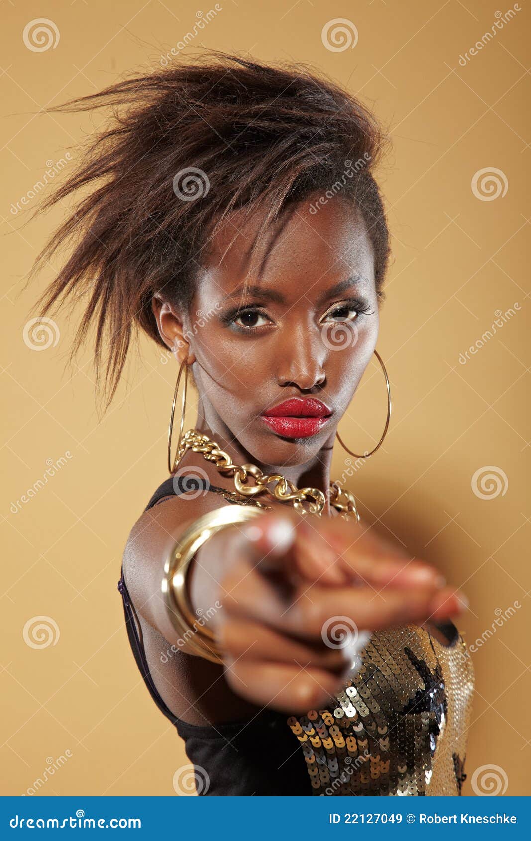 Young African Woman Pointing Stock Image - Image of black, face: 22127049