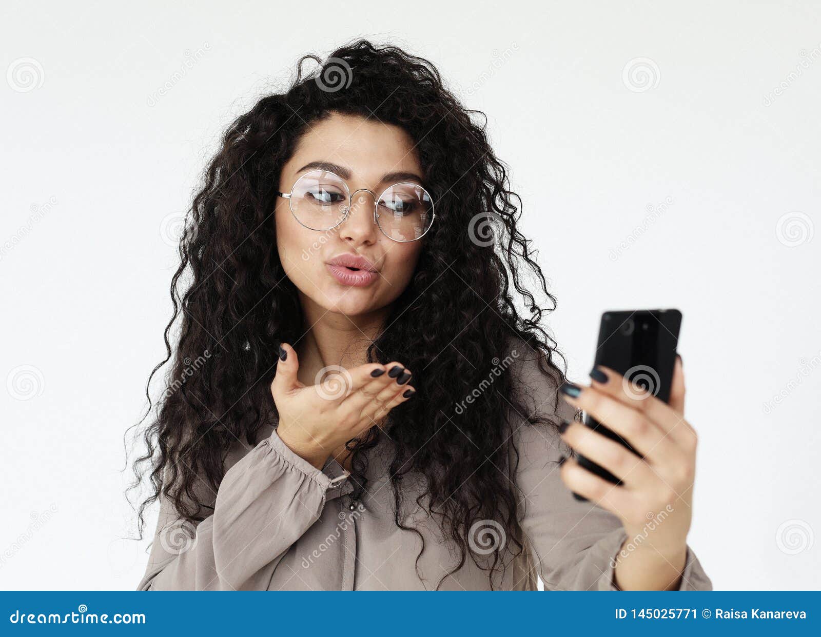 Young African Woman Taking Selfie With Smartphone Stock Image Image