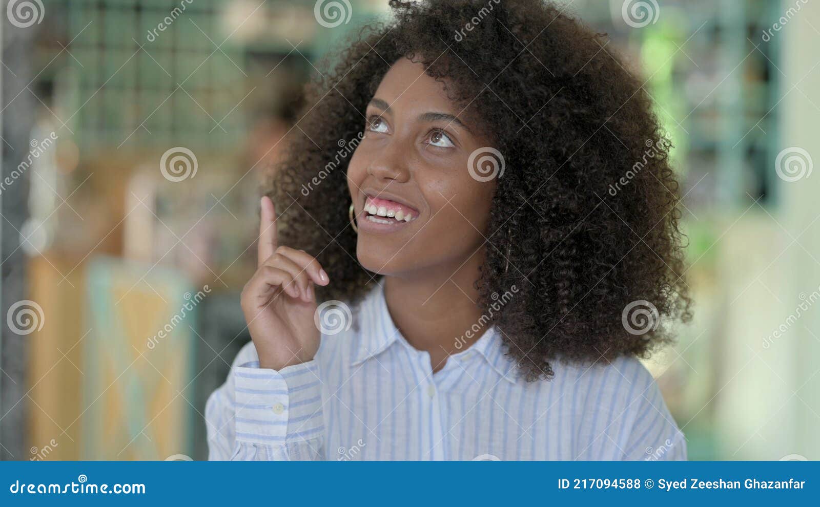Young African Woman Thinking and Getting Idea Stock Photo - Image of ...