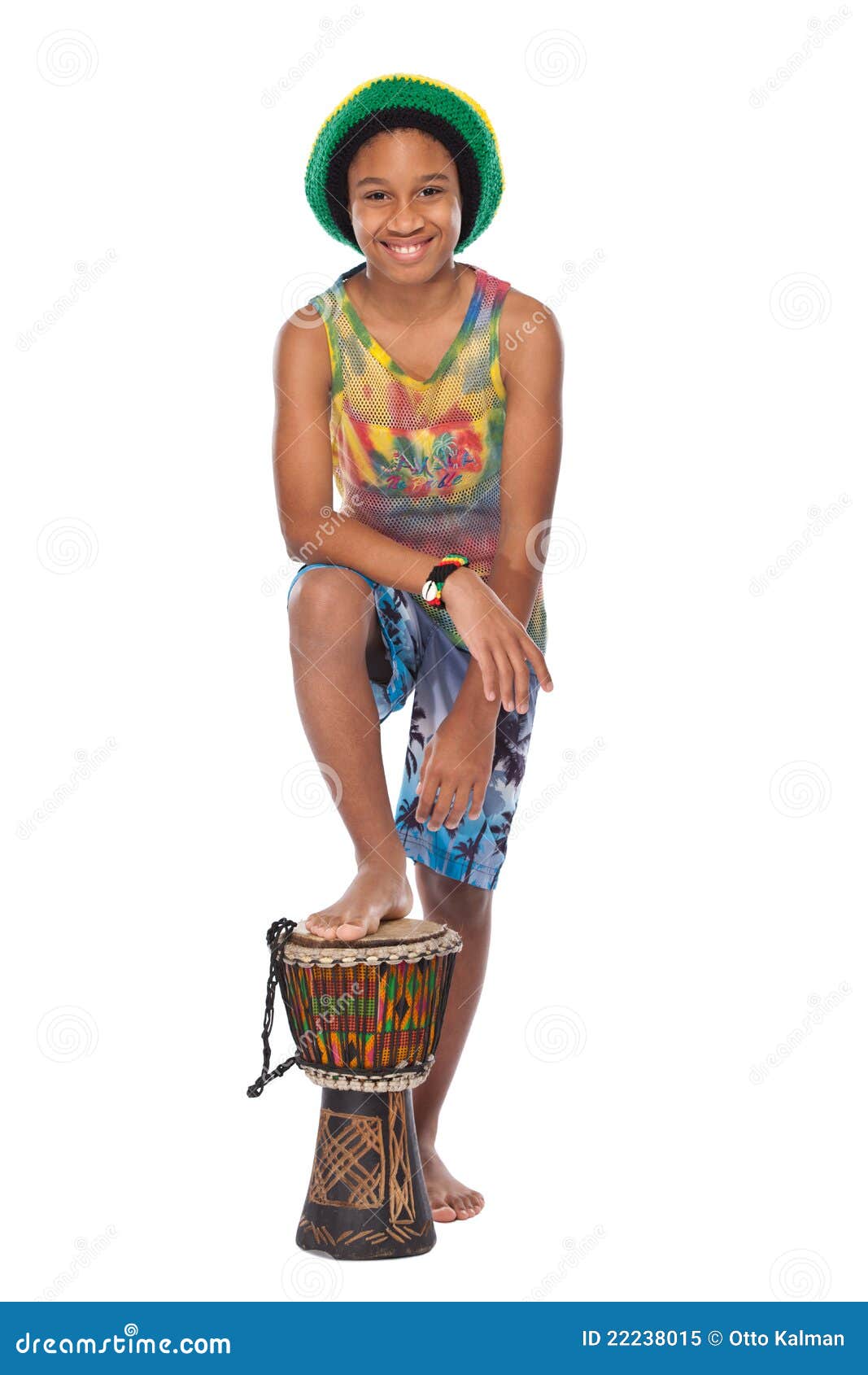 Young Afro Rasta Man with His Conga Stock Image - Image of cute, child ...