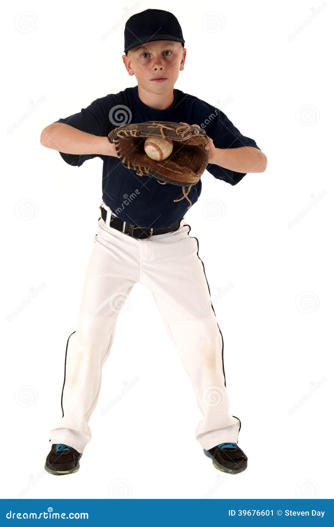Young American Caucasian Baseball Player Catching the Ball Stock Image ...