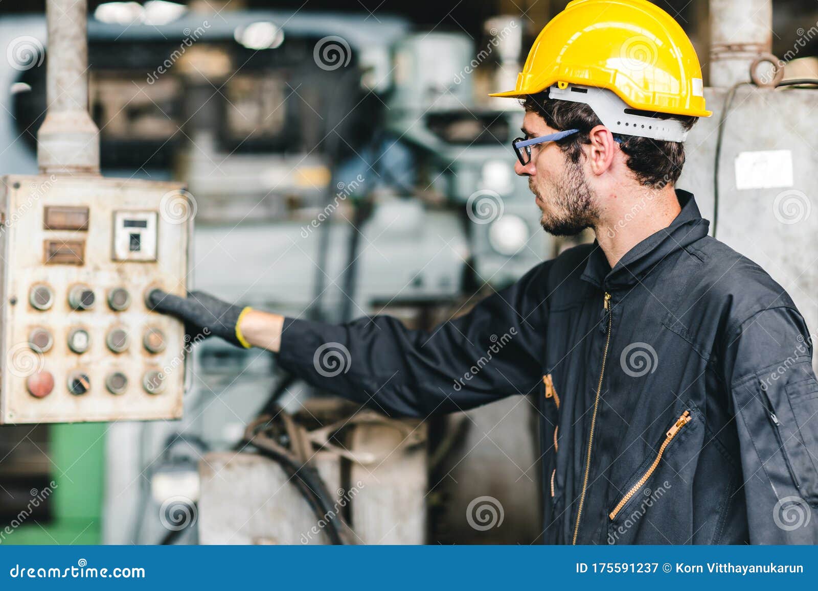 Young American Worker Intend To Work in a Heavy Industrial Factory ...