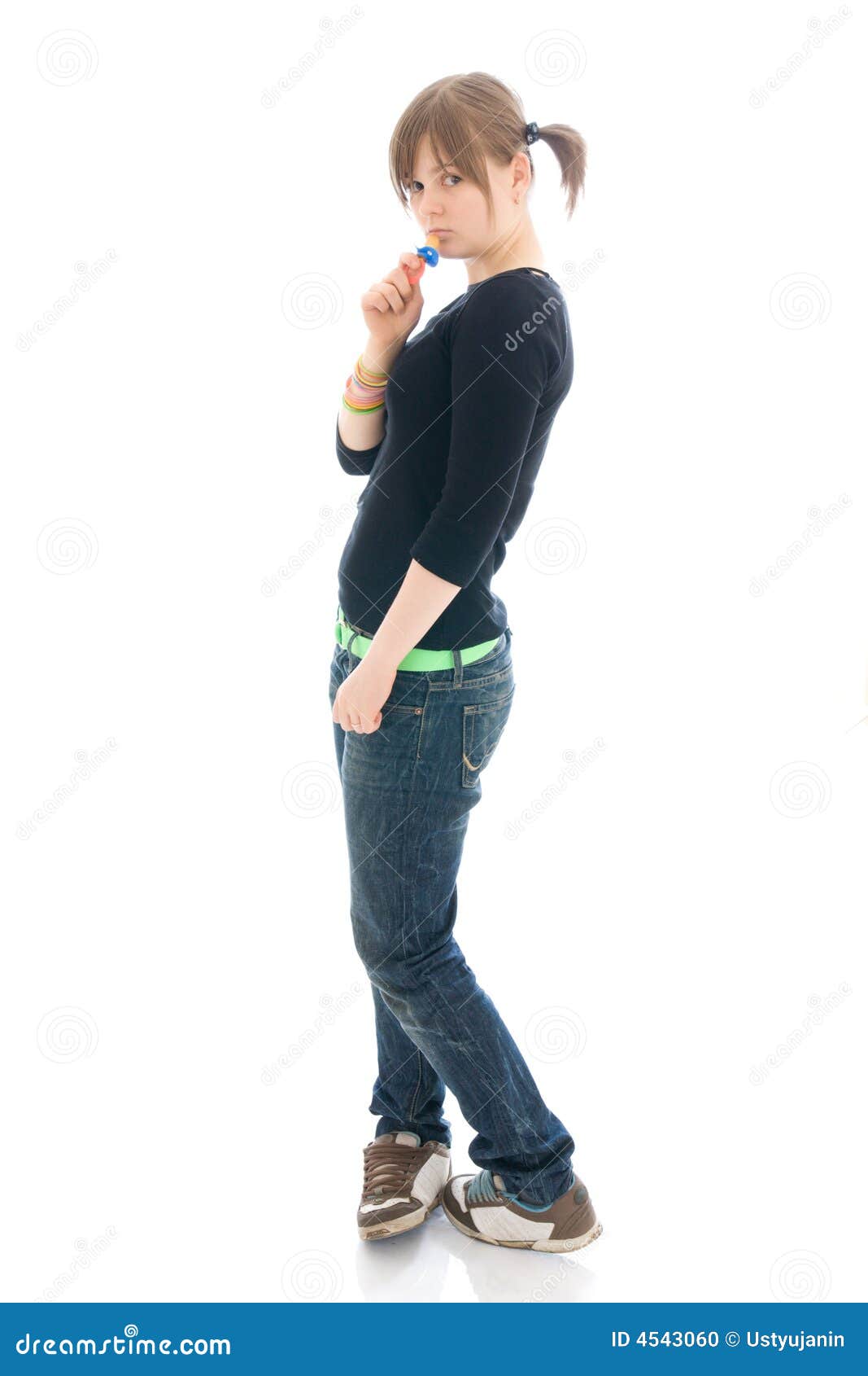 The Young Amusing Girl with a Dummy Isolated Stock Photo - Image of ...