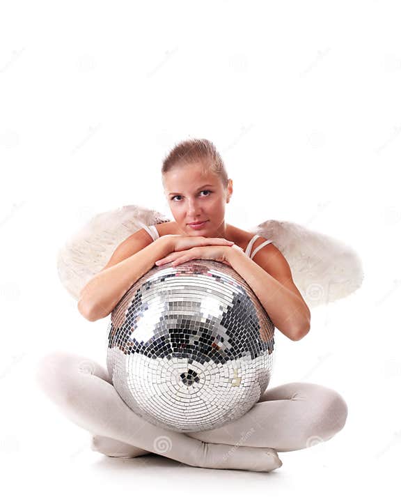 Young angel and disco ball stock image. Image of isolated - 13528945