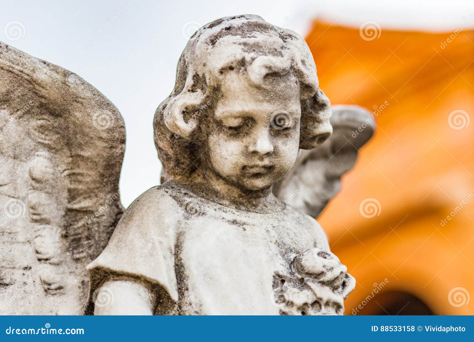 Young angel looking down stock photo. Image of cemetery - 88533158