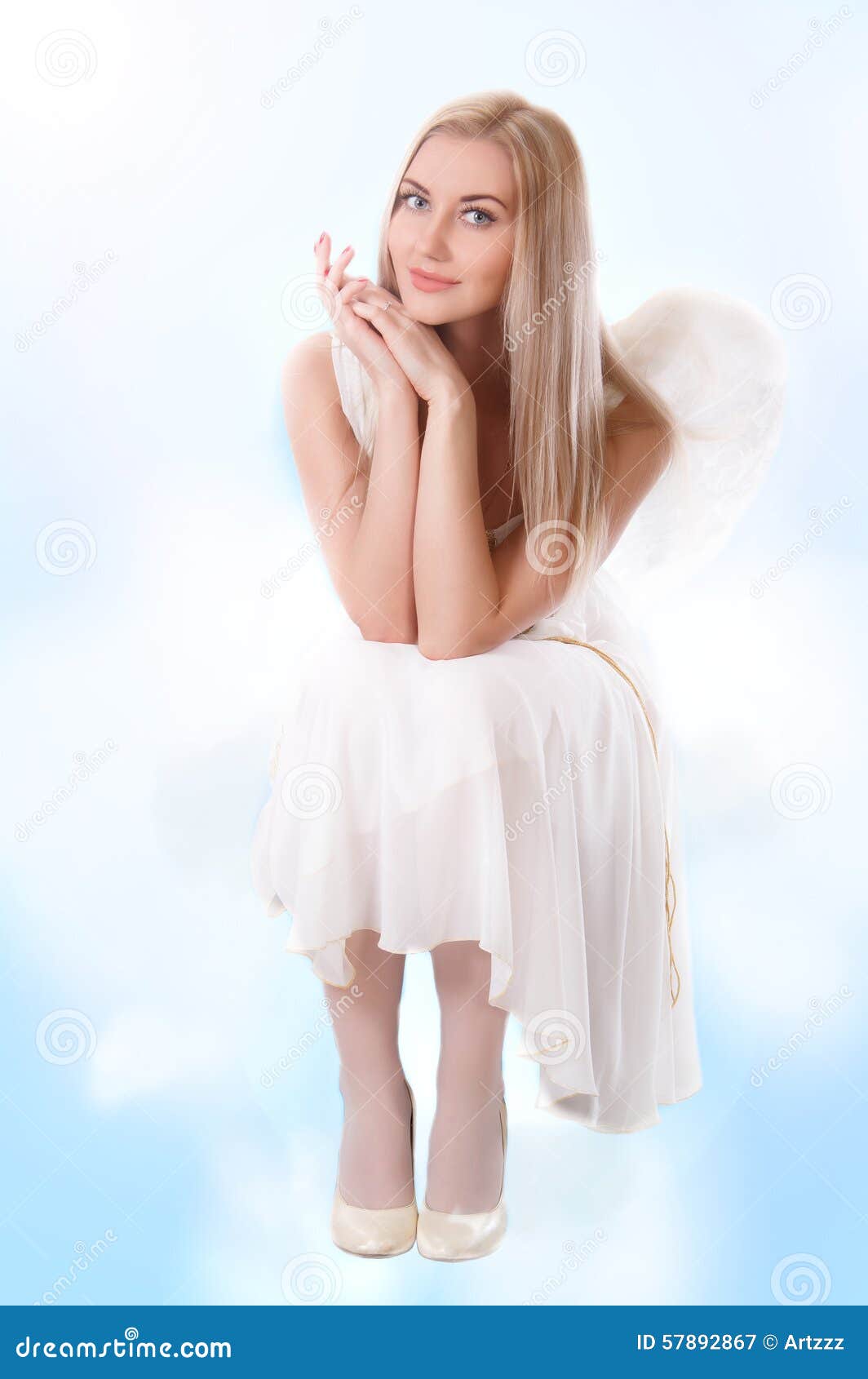 Young Angel Sitting on a Cloud Stock Image - Image of angel, dream ...
