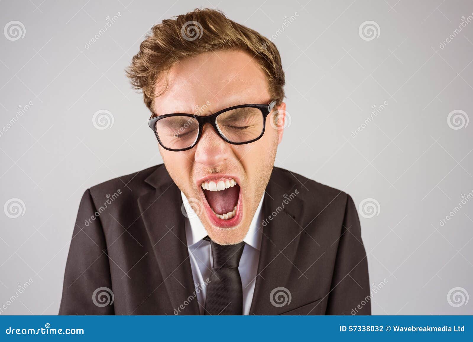 Young Angry Businessman Shouting at Camera Stock Photo - Image of male ...