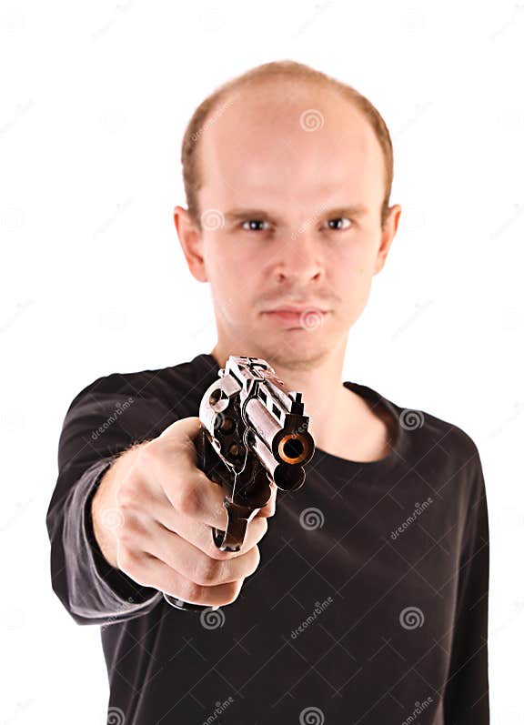 Young Angry Man Aiming with Gun Stock Image - Image of danger, criminal ...