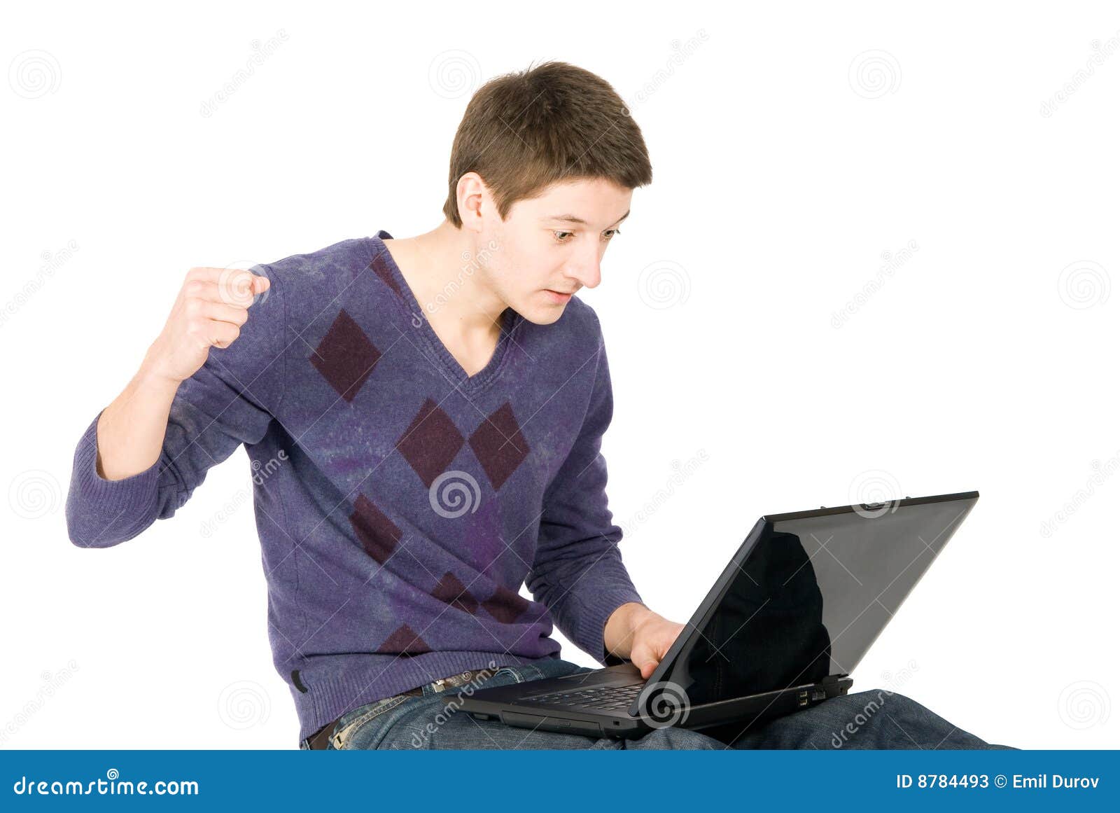 Young Angry Man with Laptop Stock Image - Image of search, agressive ...