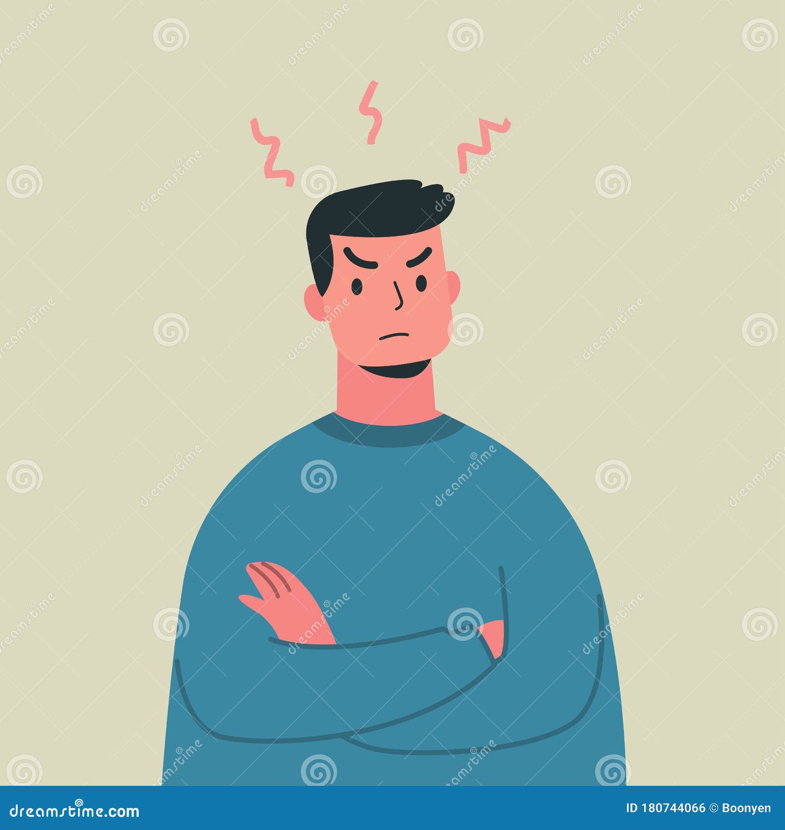 Young Angry Man, Mad Expression, Vector Illustration Stock Vector ...