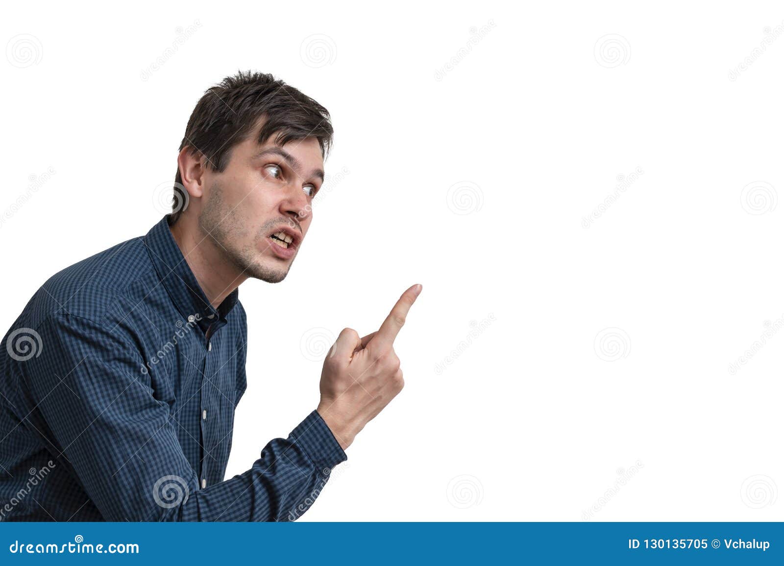 Young Angry Man Threatening with Finger Isolated on White Background ...