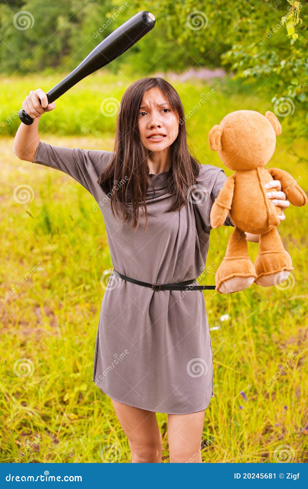 Young Angry Woman Hitting Toybear Stock Image - Image of afraid ...