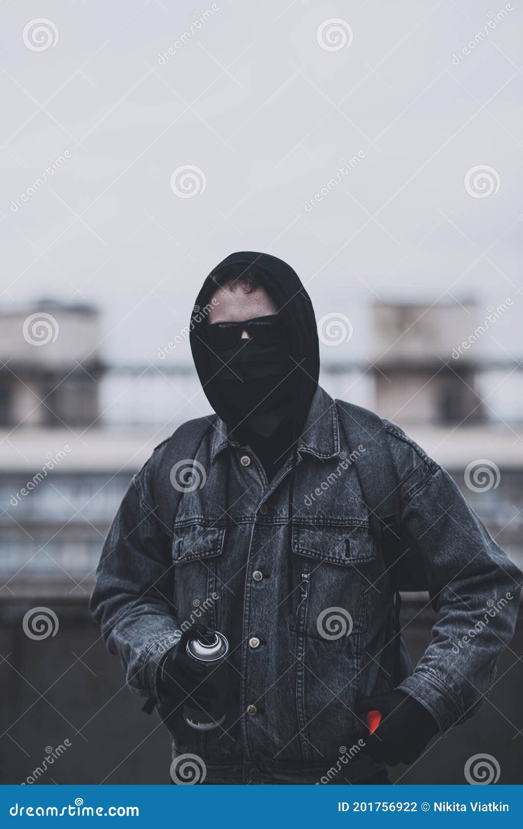 Young Anonymous Graffitist Hide His Face with Mask, Hood and Glasses ...