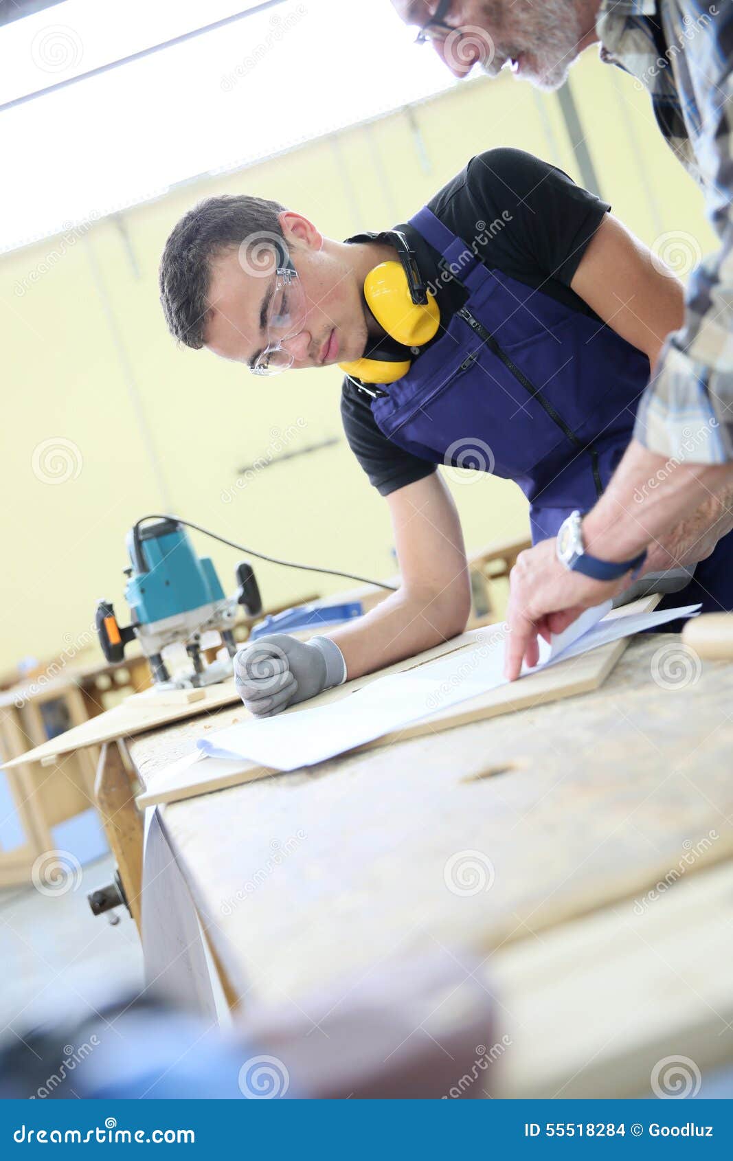 Young Apprentice in Carpentry Course Stock Photo - Image of trainer ...