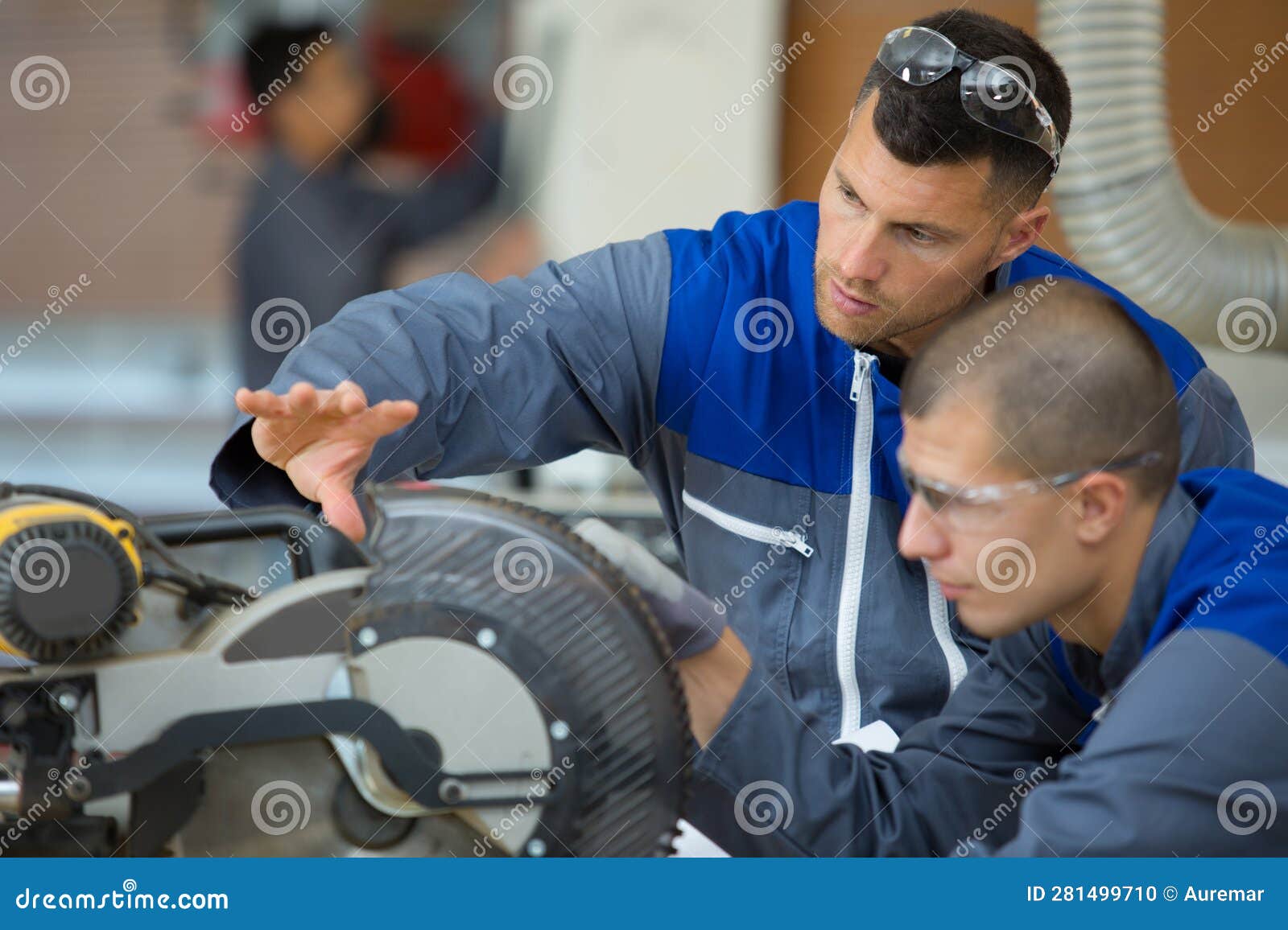 Young Apprentice Learning To Use Circular Saw Stock Photo - Image of ...