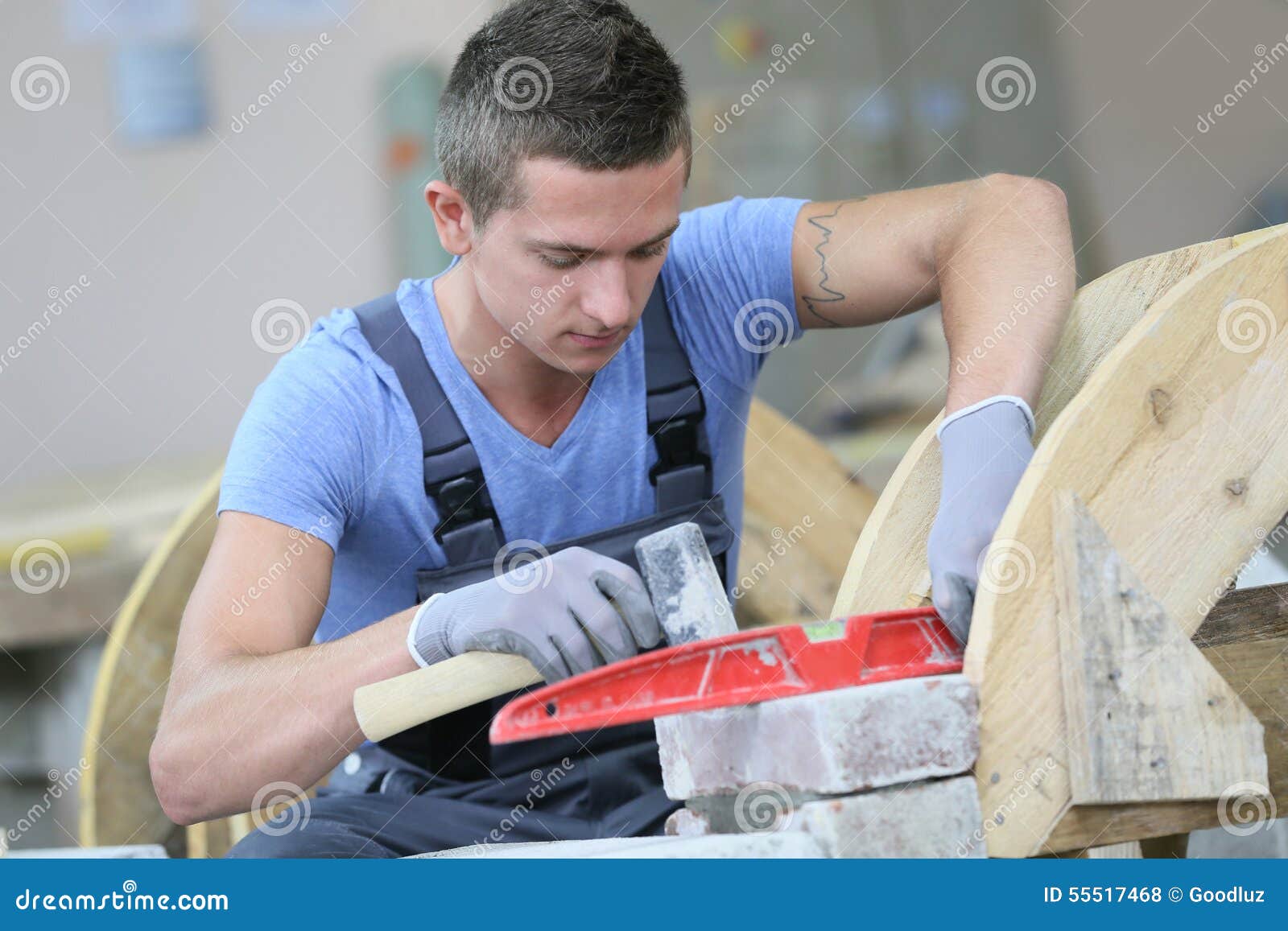 Young Apprentice in Masonry School Stock Photo - Image of trainee ...