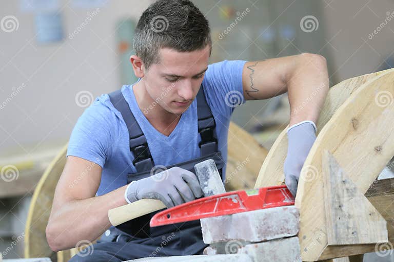 Young Apprentice in Masonry School Stock Photo - Image of trainee ...