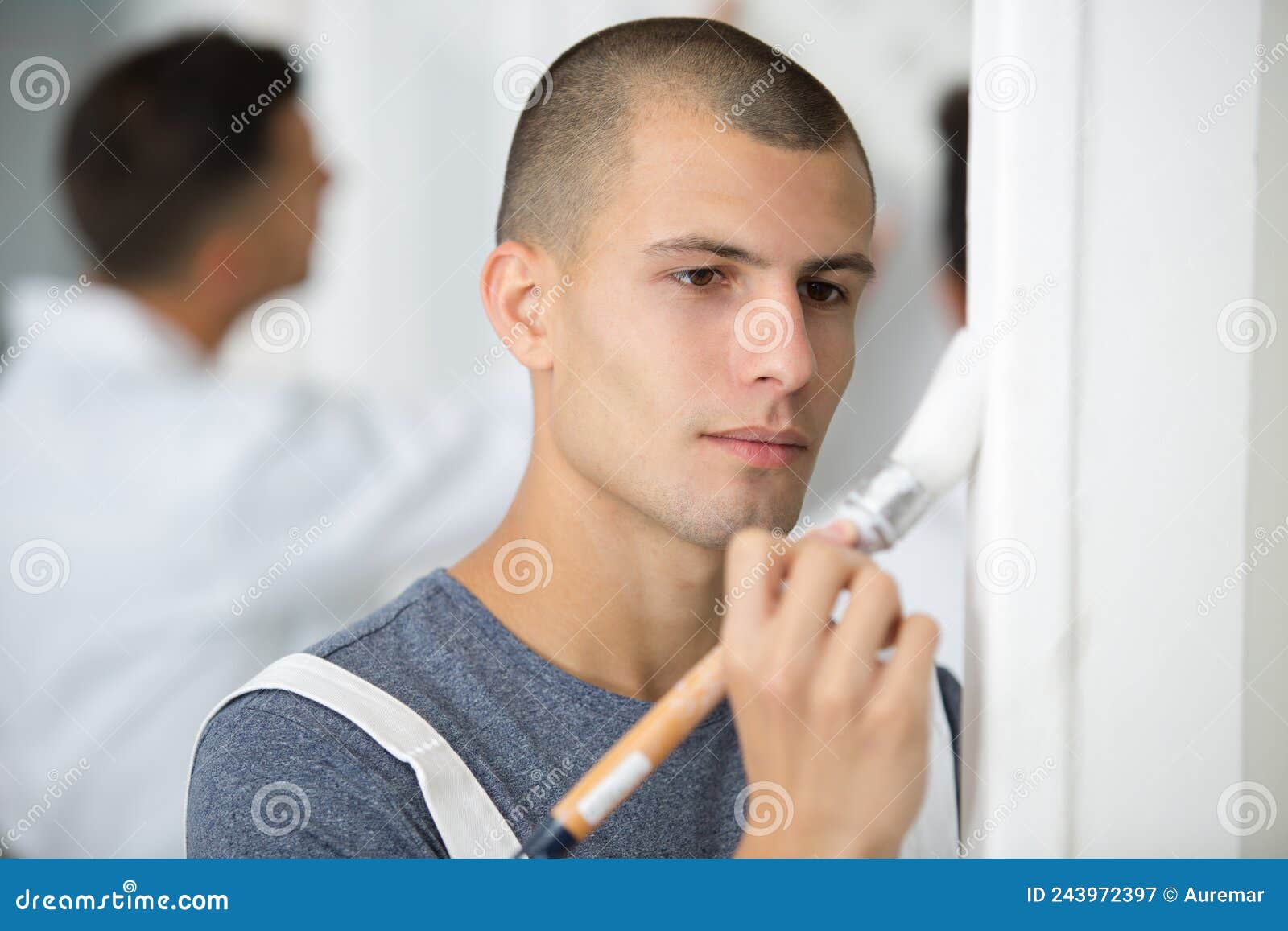 Young Apprentice Painter in Professional Training Stock Image - Image ...