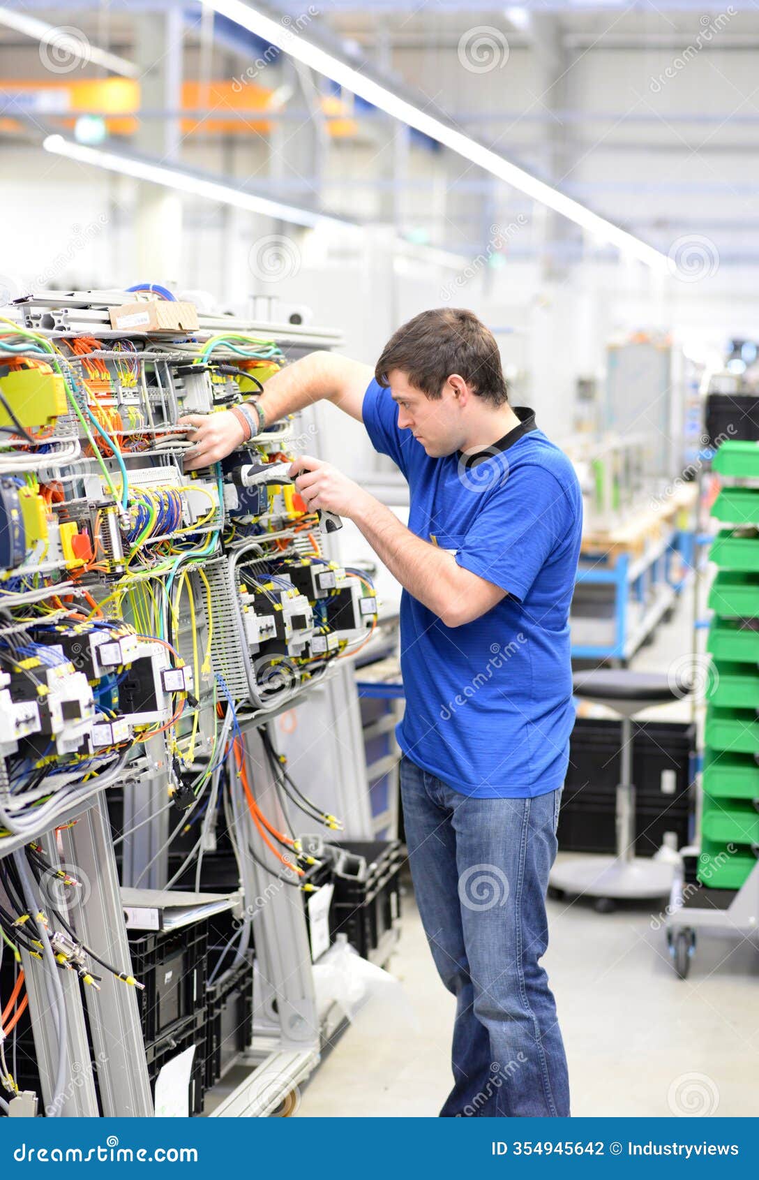 Young Apprentice Worker in an Industrial Company Assembling Electronic ...