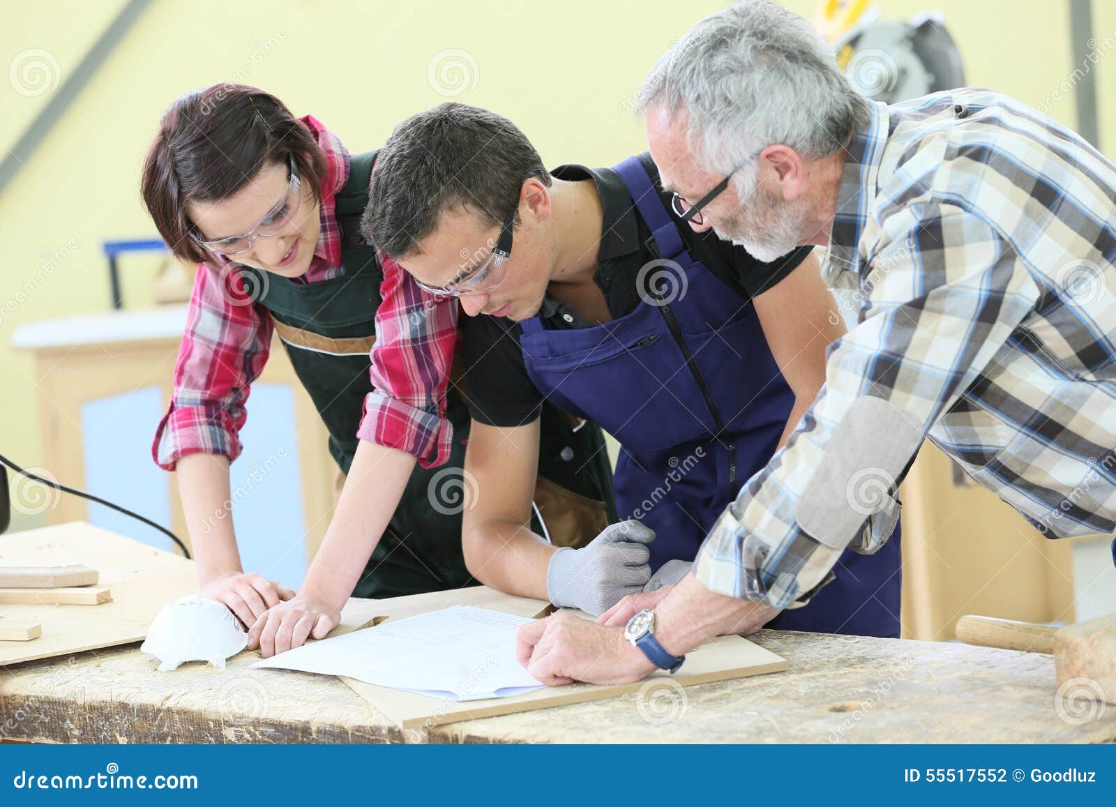 Young Apprentices in Carpentry Training Stock Photo - Image of ...
