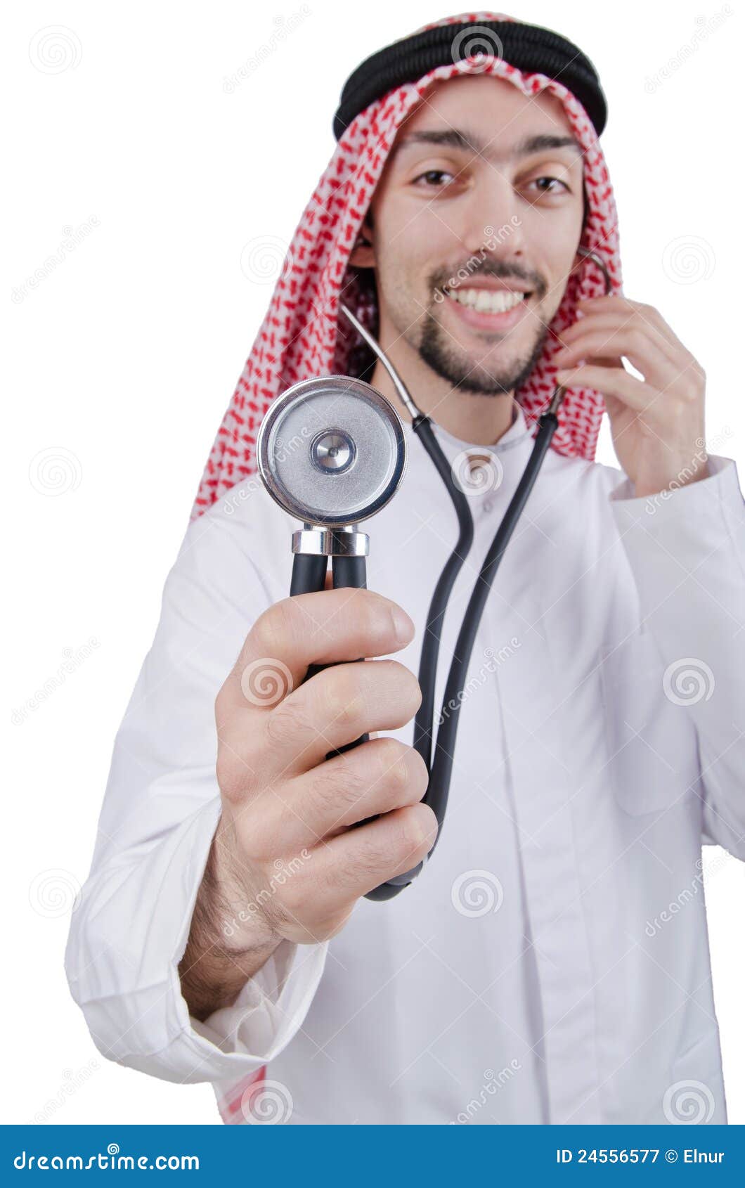 Young Arab Doctor with Stethoscope Stock Image - Image of happy ...