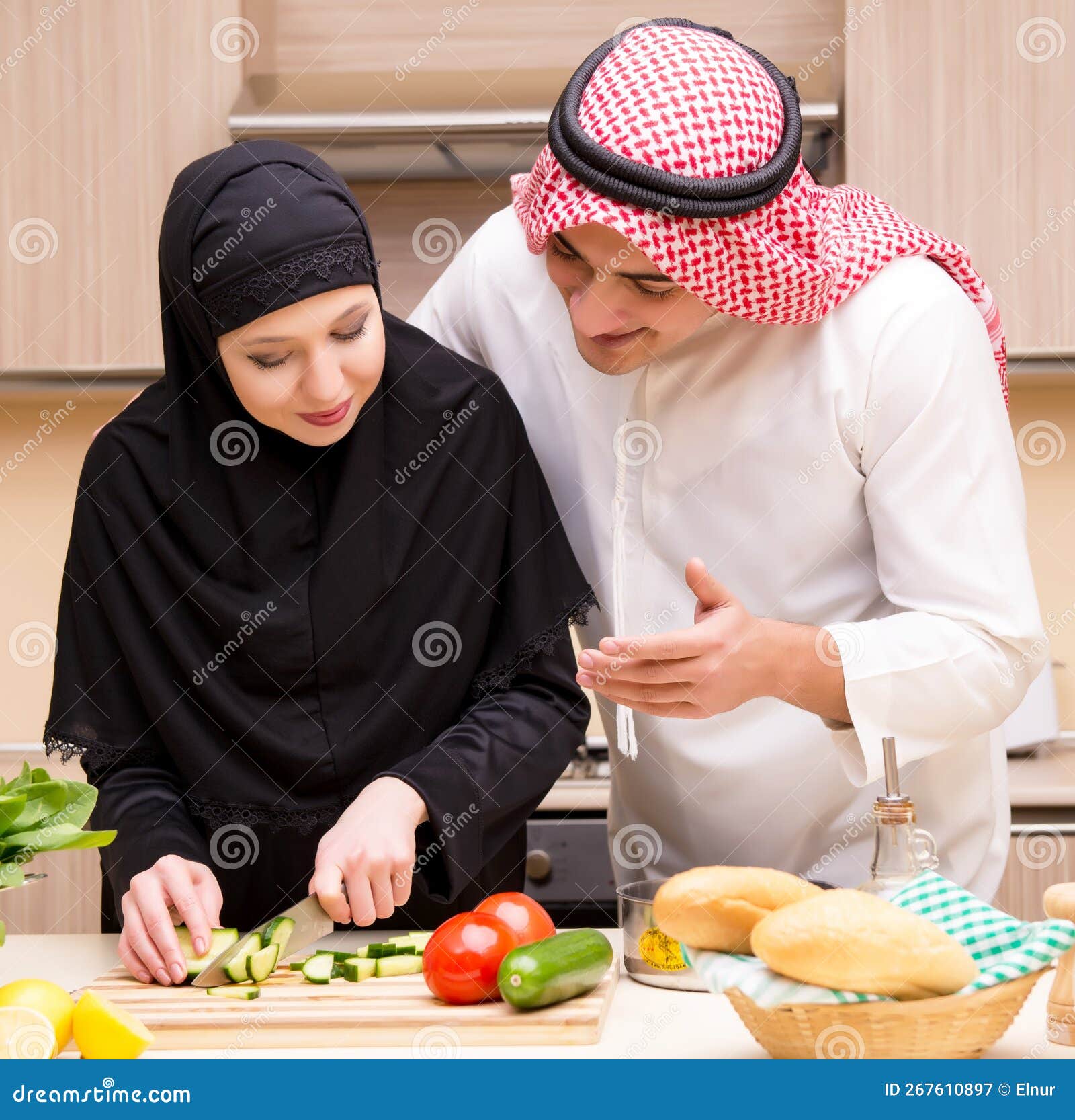Young Arab Family in the Kitchen Stock Image - Image of arab, arabian ...