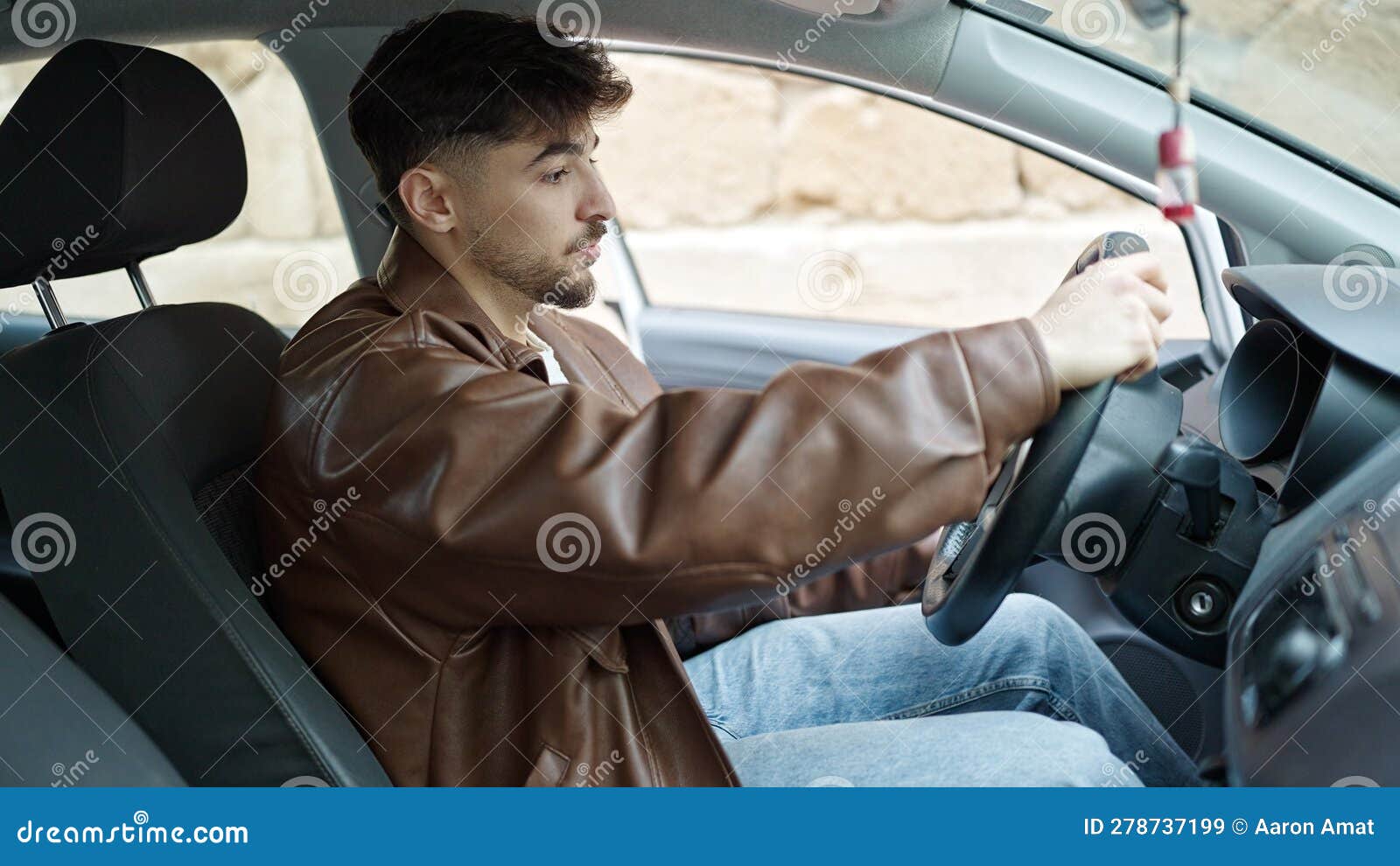 Young Arab Man Driving Car at Street Stock Image - Image of arab ...