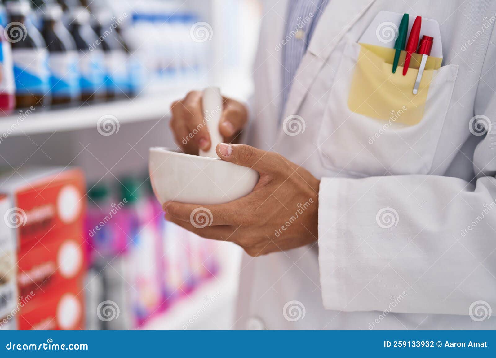 Young Arab Man Pharmacist Working at Pharmacy Stock Photo - Image of ...
