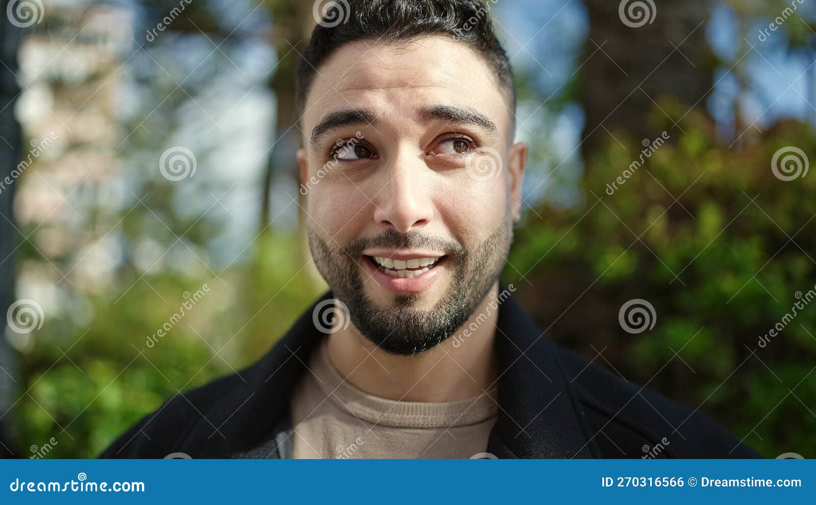 Young Arab Man Smiling Confident Standing at Park Stock Photo - Image ...