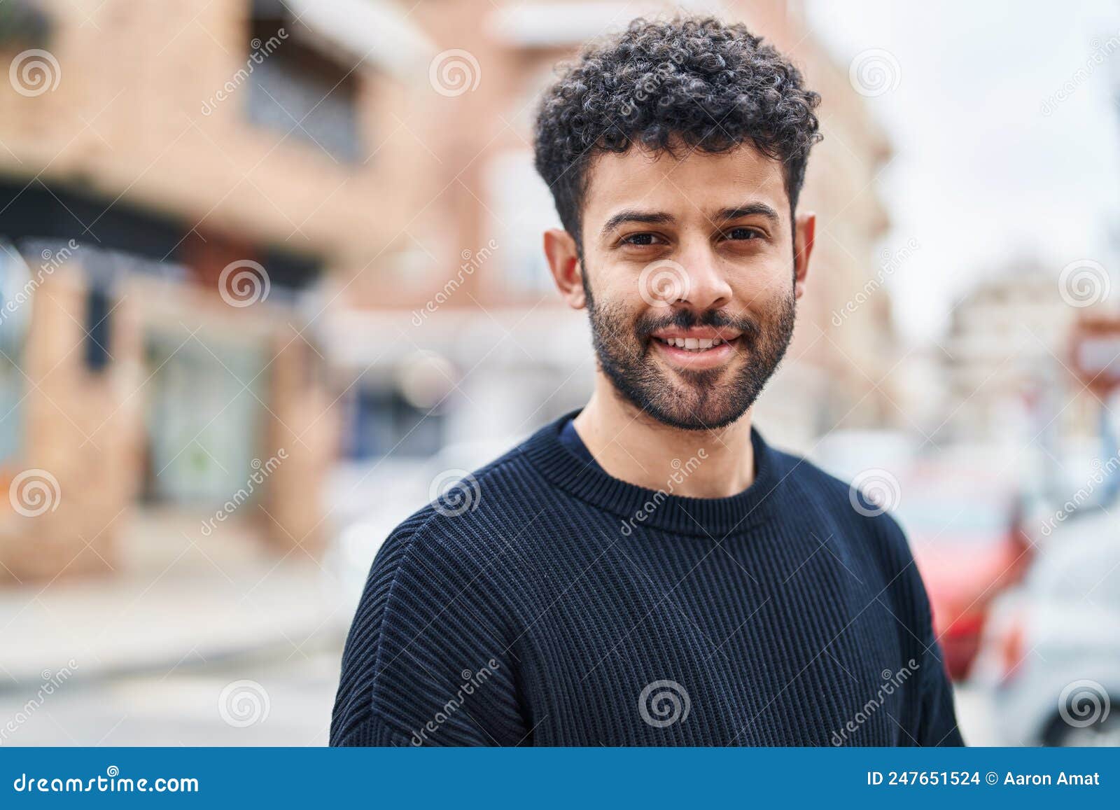 Young Arab Man Smiling Confident Standing at Street Stock Photo - Image ...