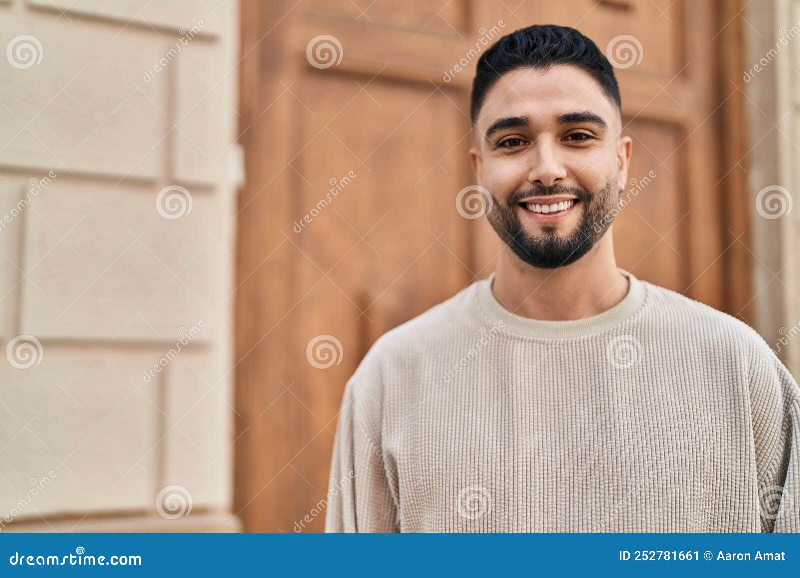 Young Arab Man Smiling Confident Standing at Street Stock Image - Image ...