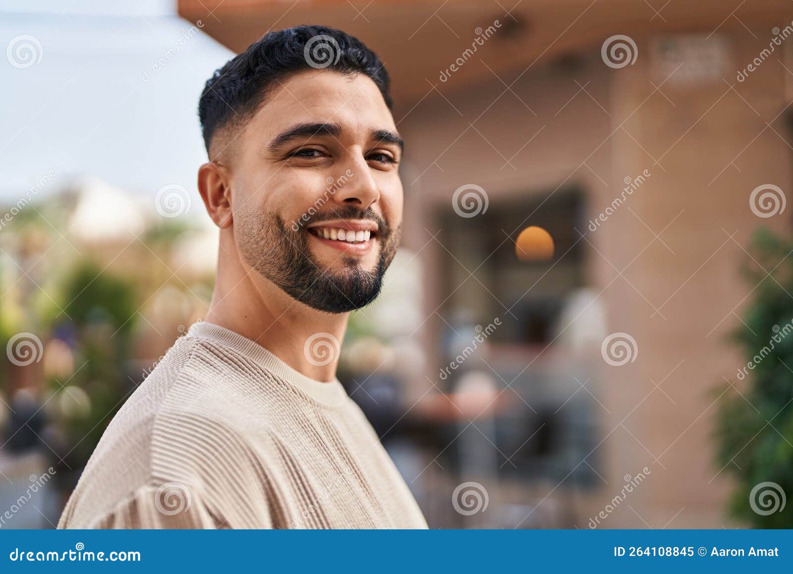 Young Arab Man Smiling Confident Standing at Street Stock Image - Image ...