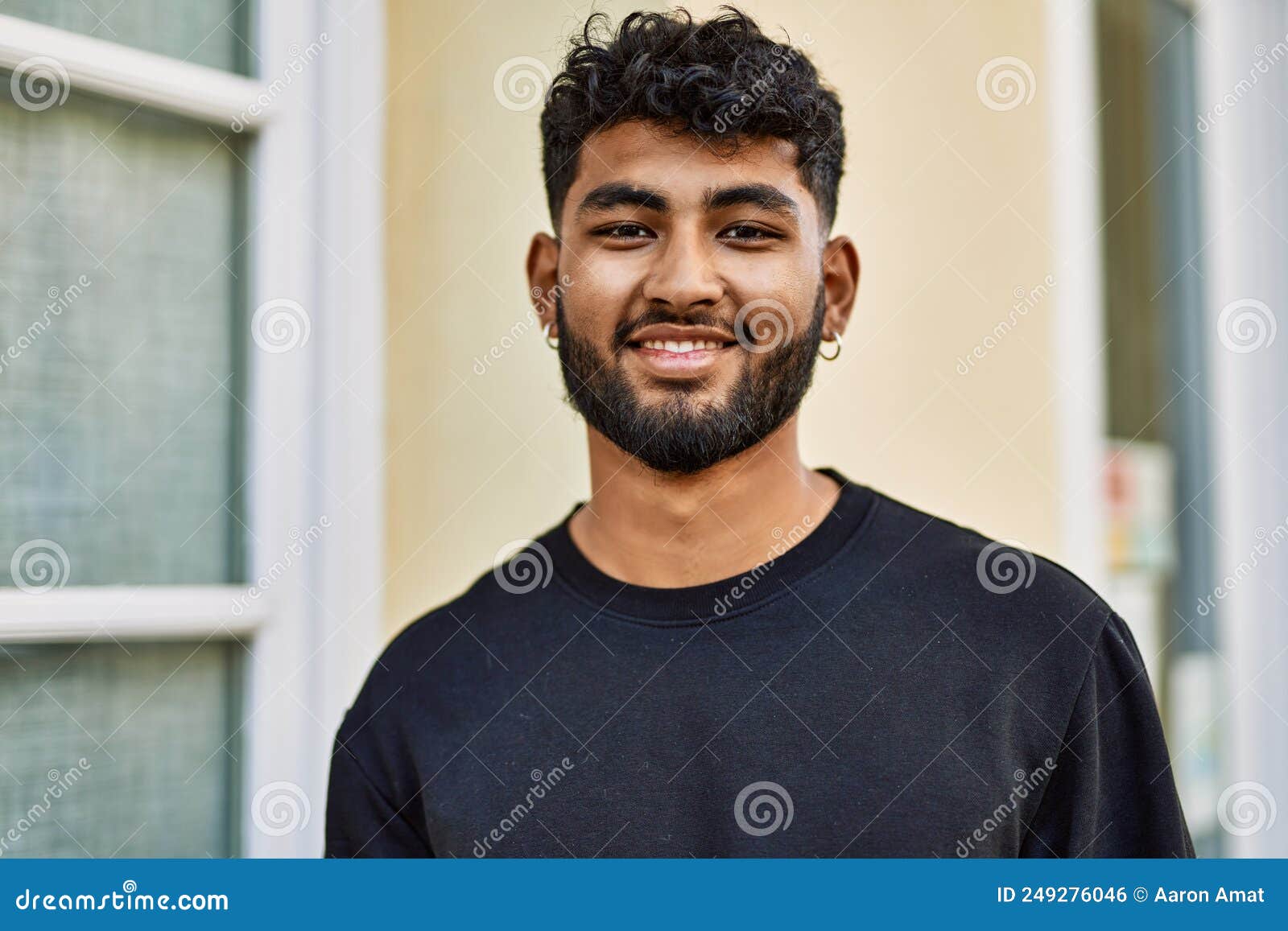 Young Arab Man Smiling Confident at Street Stock Photo - Image of ...