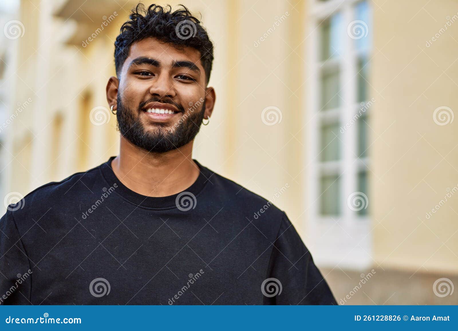 Young Arab Man Smiling Confident at Street Stock Photo - Image of ...