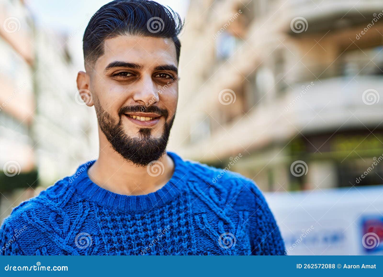 Young Arab Man Smiling Confident at Street Stock Photo - Image of ...