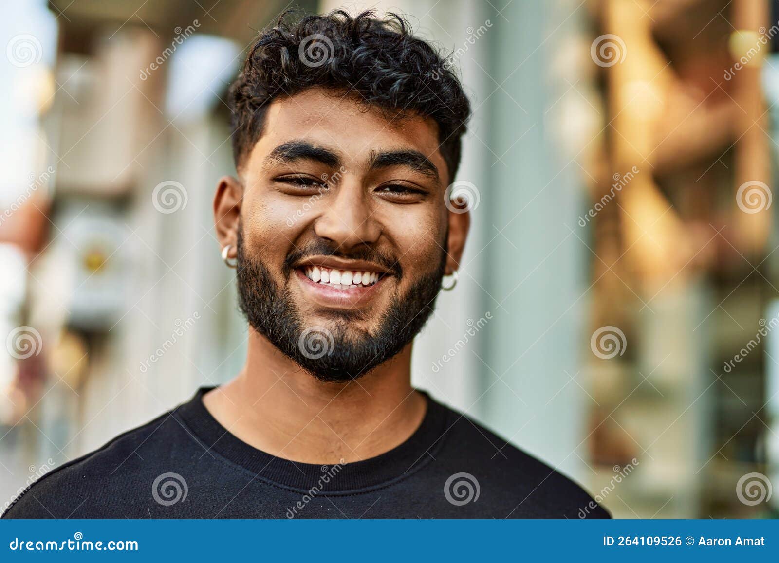 Young Arab Man Smiling Confident at Street Stock Photo - Image of ...