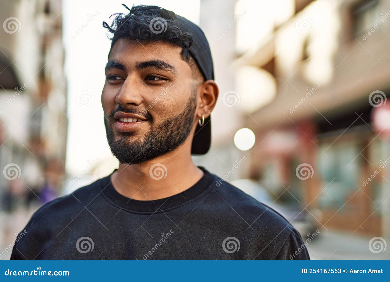 Young Arab Man Smiling Confident Wearing Cap at Street Stock Image ...