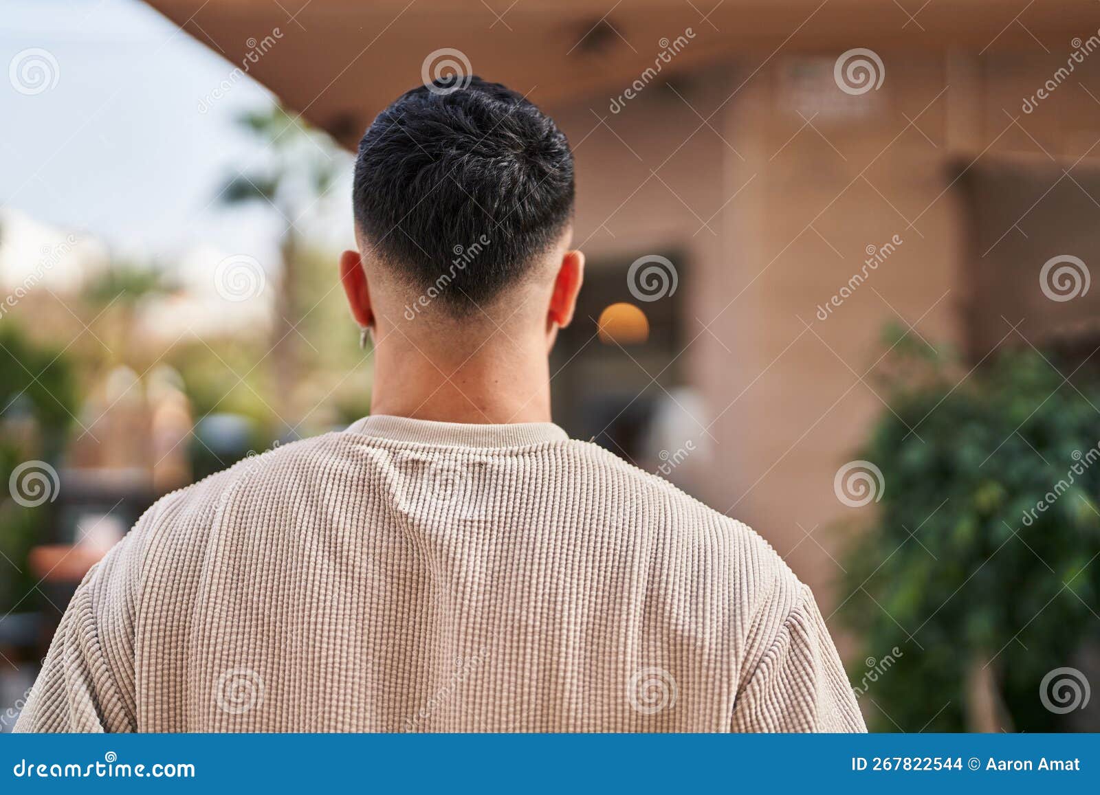 Young Arab Man Standing on Back View at Street Stock Photo - Image of ...