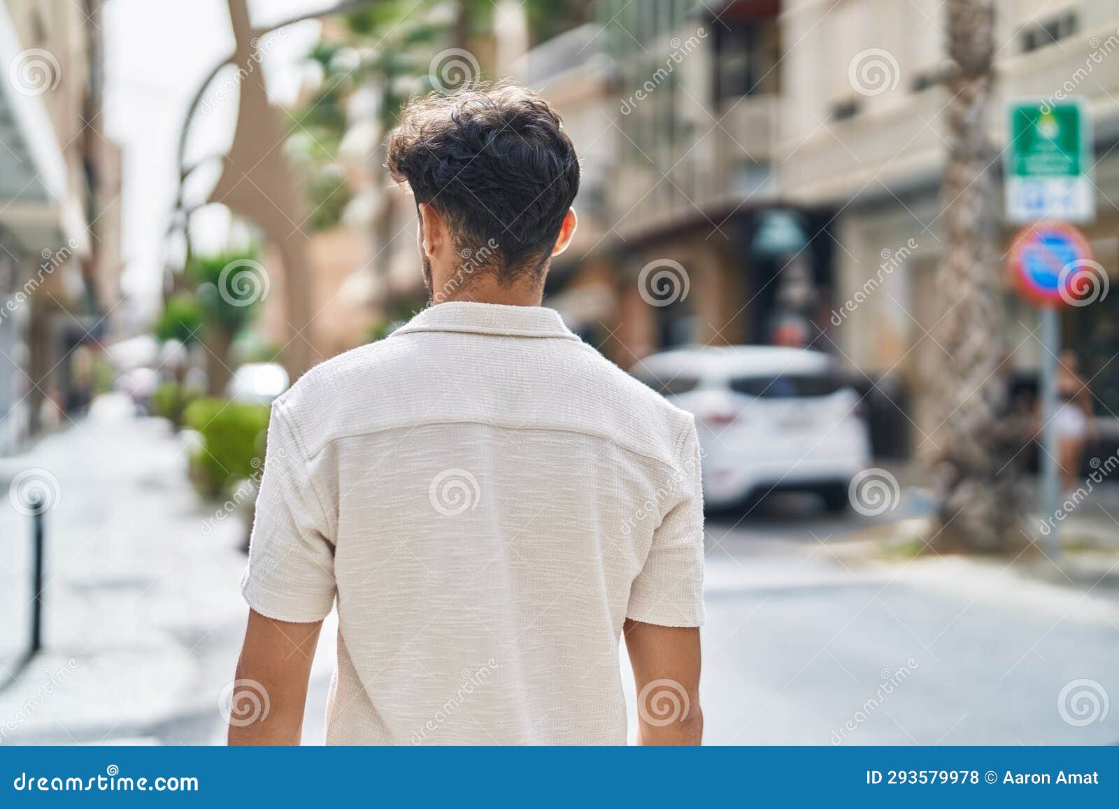 Young Arab Man Standing on Back View at Street Stock Photo - Image of ...